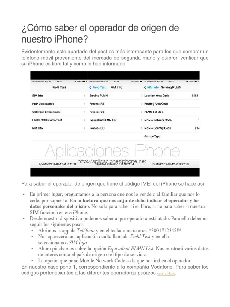 Guía para verificar operador en iPhone | PDF | Yo telefono | Teléfonos móviles