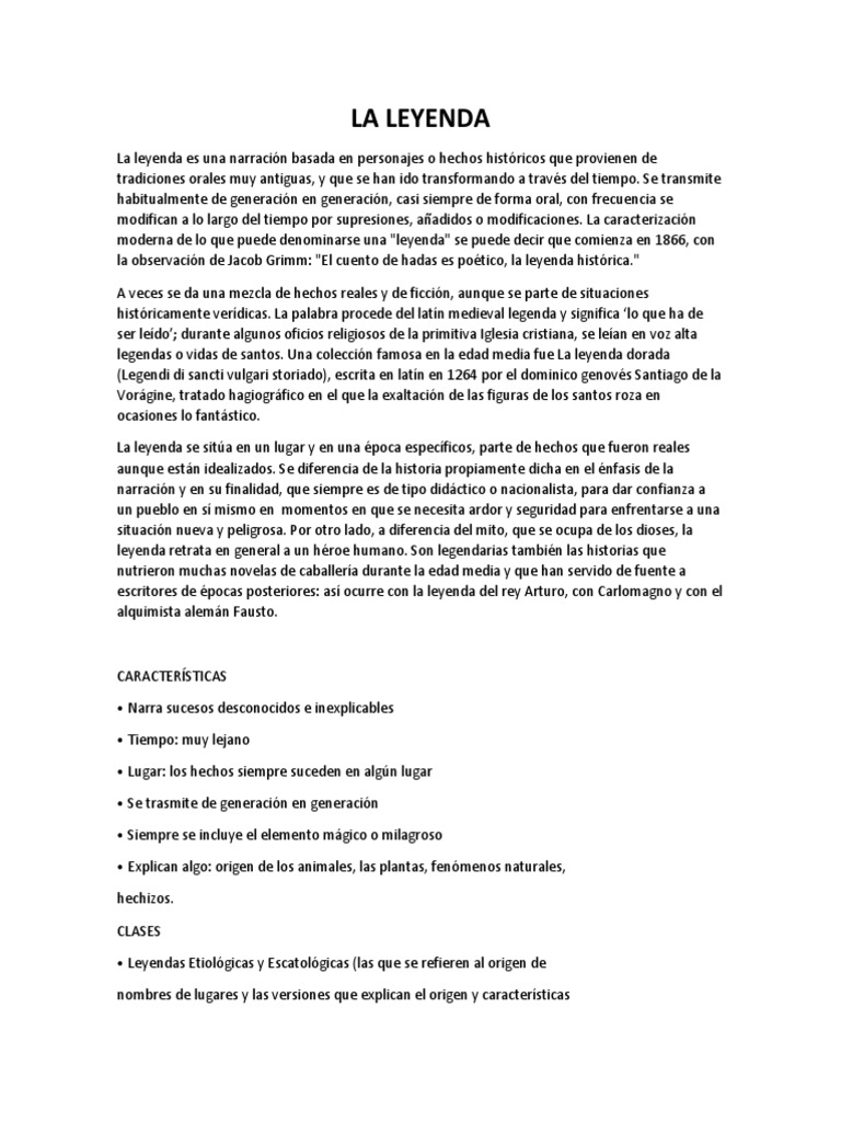 La Leyenda | PDF | Leyendas | Ensayos
