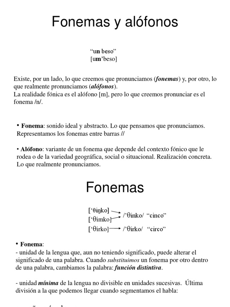 Fonemas y Alofonos | Fonología | Fonema