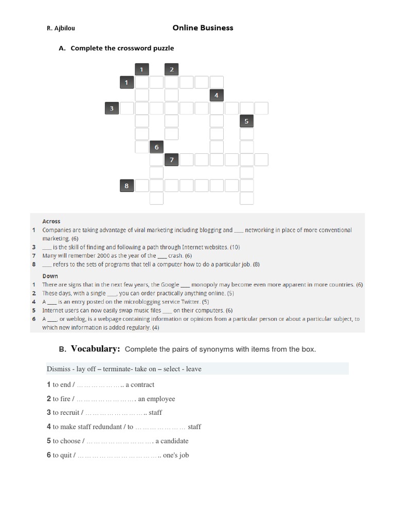 Complete The Crossword Puzzle | PDF