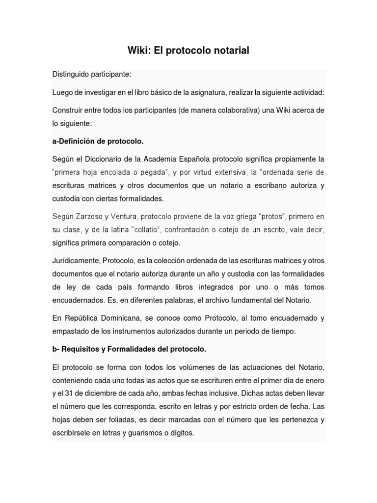 Protocolo Notarial: Definición y Requisitos | PDF | Derecho Civil ...