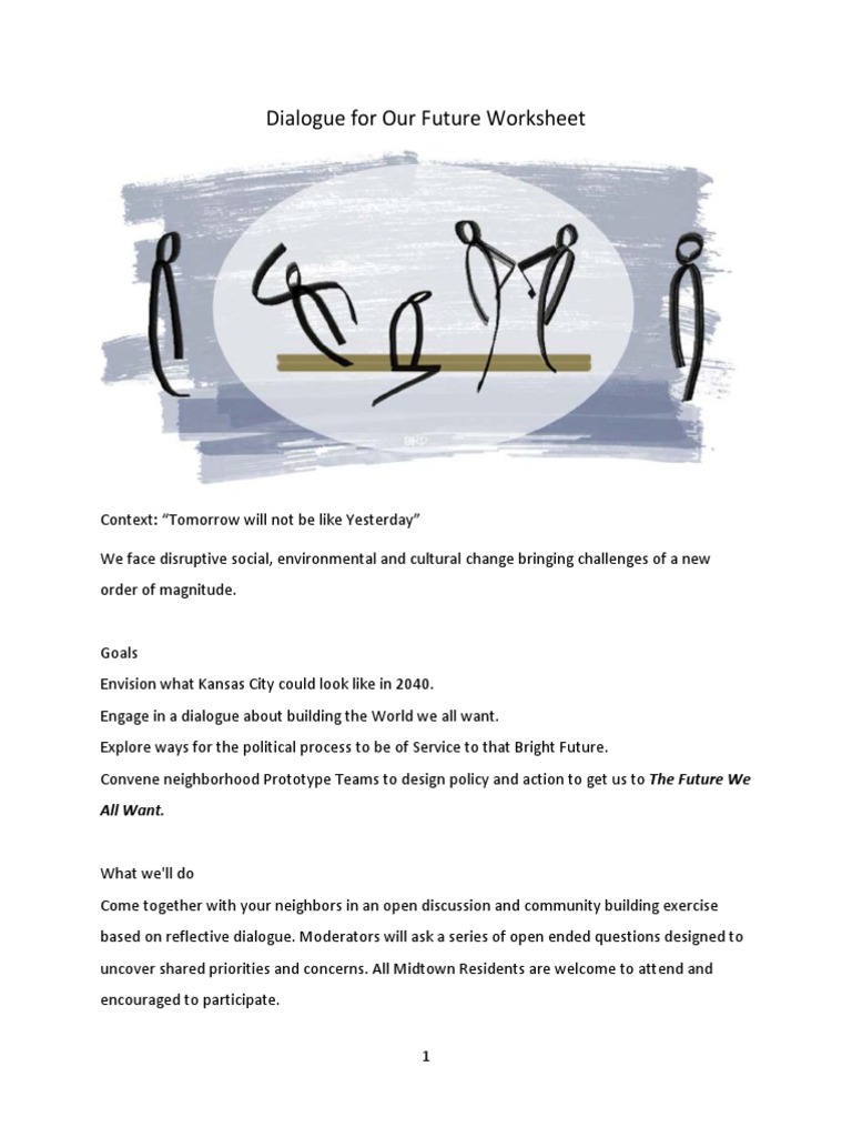 Dialogue For Our Future Worksheet: All Want | PDF | Dialogue | Psychology