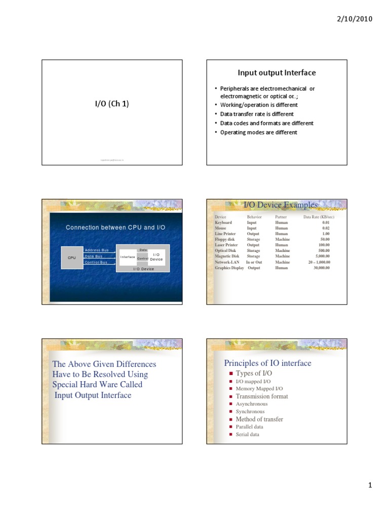 Input Output Interface: I/O Device Examples | PDF | Input/Output ...