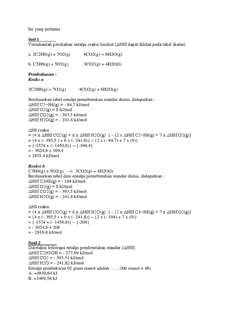 Entalpi Pembakaran Etanol dan C2H6 | PDF | Metode & Bahan Ajar | Sains & Matematika