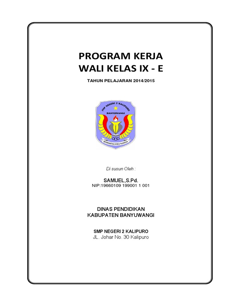 Program Kerja Wali Kelas | PDF