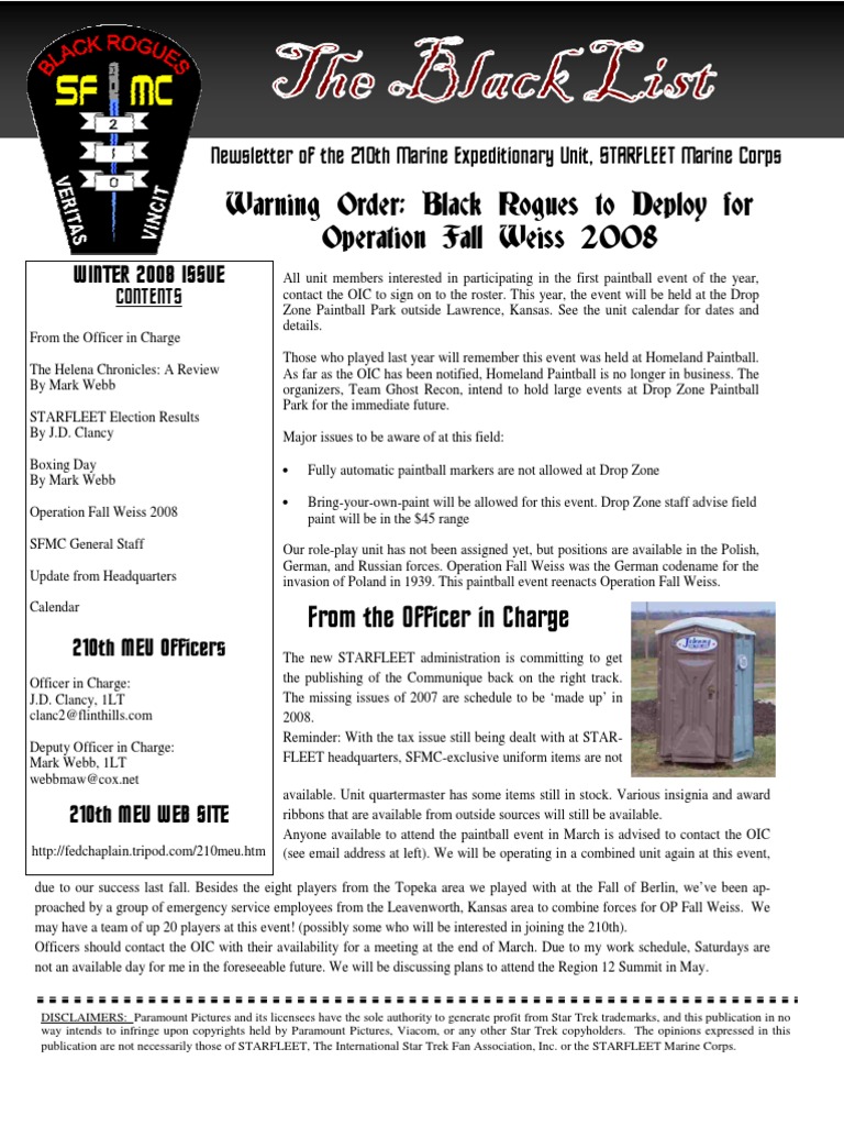 Warning Order: Black Rogues To Deploy For Operation Fall Weiss 2008 ...