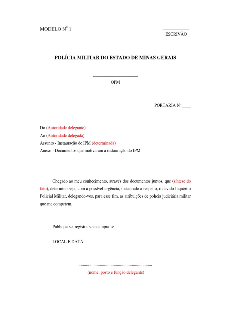 Modelos de Portarias para IPM Militar | PDF | Polícia militar | Polícia