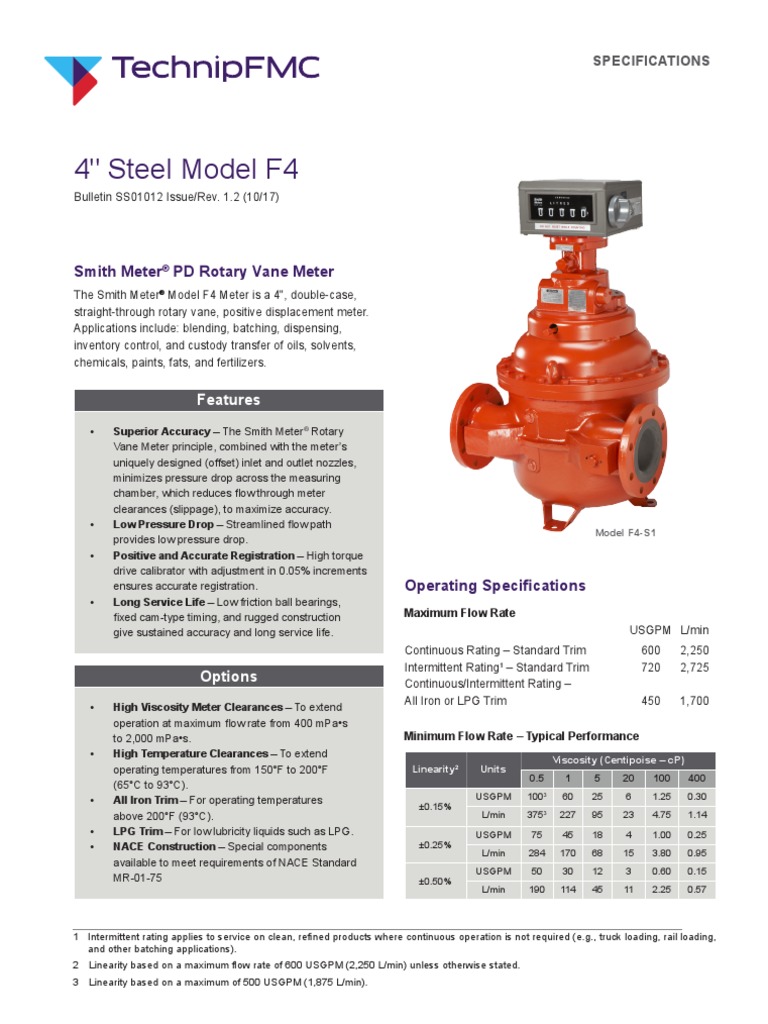 4" Steel Model F4: Smith Meter PD Rotary Vane Meter | Download Free PDF ...