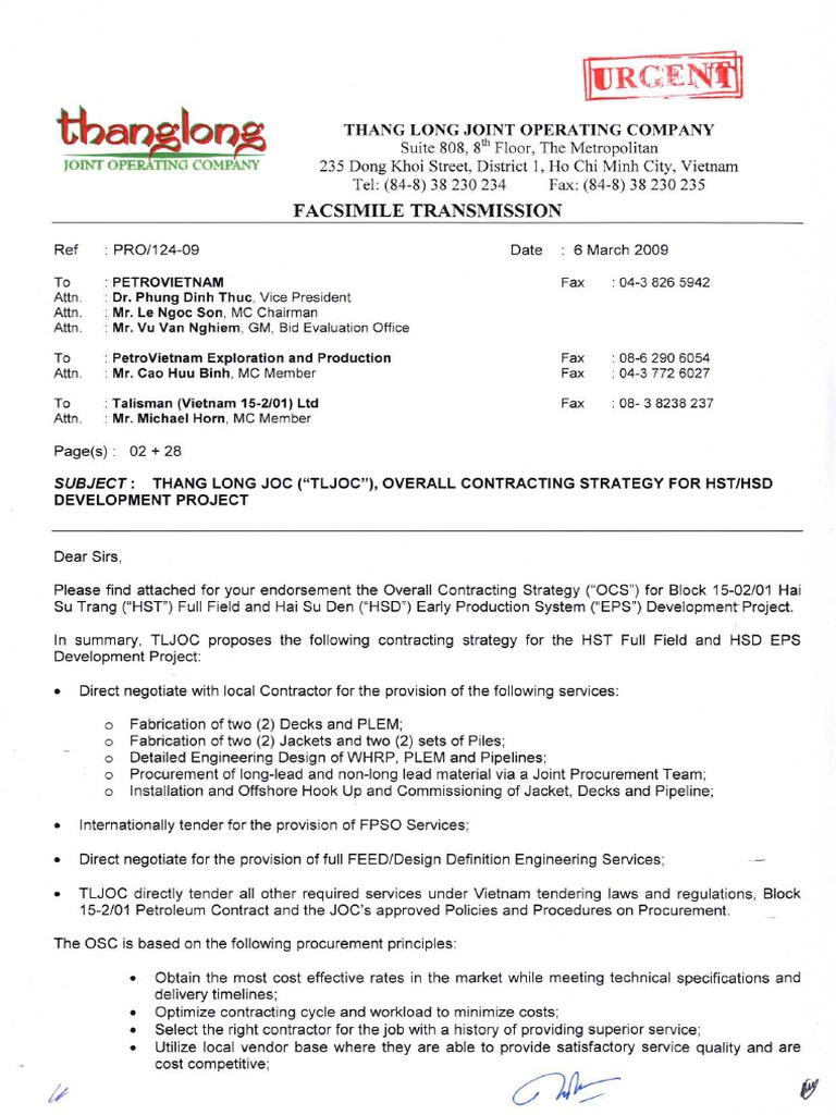 TLJOC Overall Contracting Strategy For HST-HSD Development Project | PDF