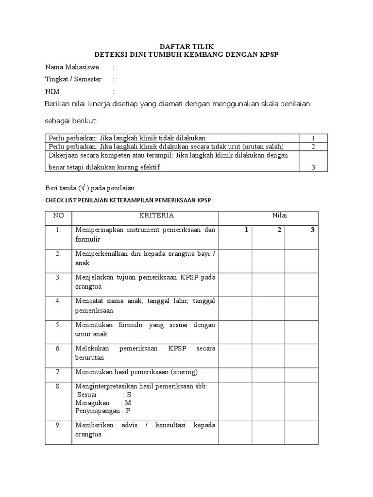 Contoh Daftar Tilik 1 | PDF
