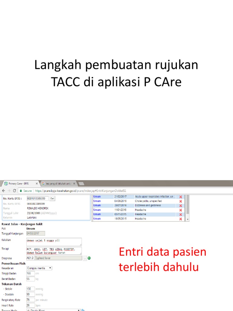 Langkah Pembuatan Rujukan TACC Di Aplikasi P CAre | PDF