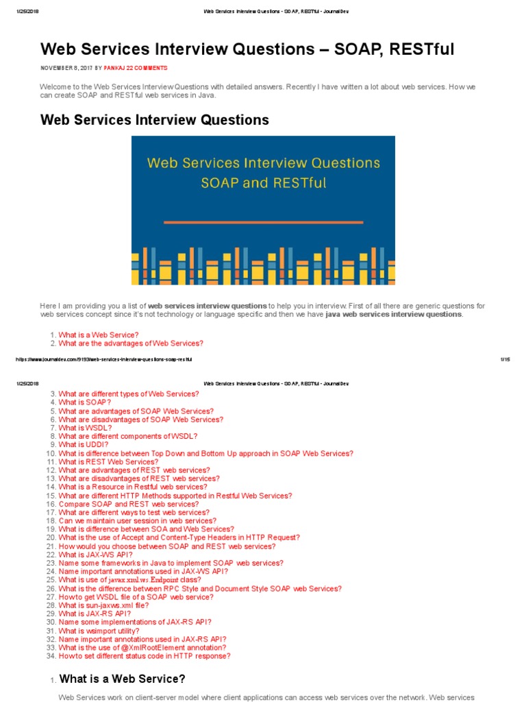 Web Services Interview Questions - SOAP, RESTful | PDF | Representational State Transfer | Web ...