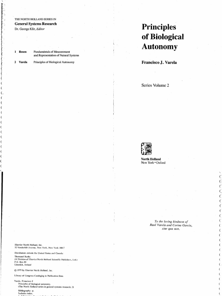 Principles of Biological Autonomy | PDF