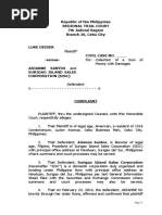 Sample Complaint For Replevin | PDF | Plaintiff | Complaint