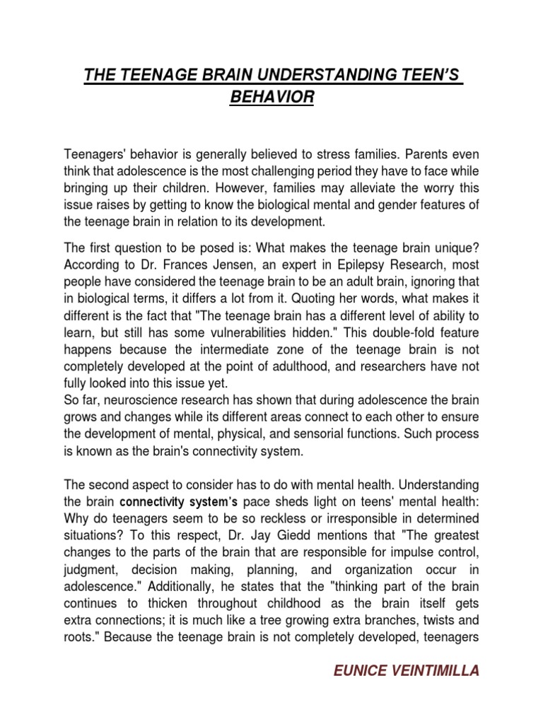 The Teenage Brain Understanding Teen | Adultos | Mente