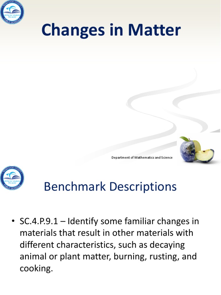 Changes in Matter: Department of Mathematics and Science | PDF | Matter ...