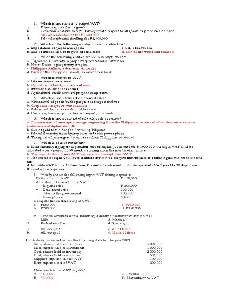 Departmental Finals Answer Key | PDF | Value Added Tax | Government ...