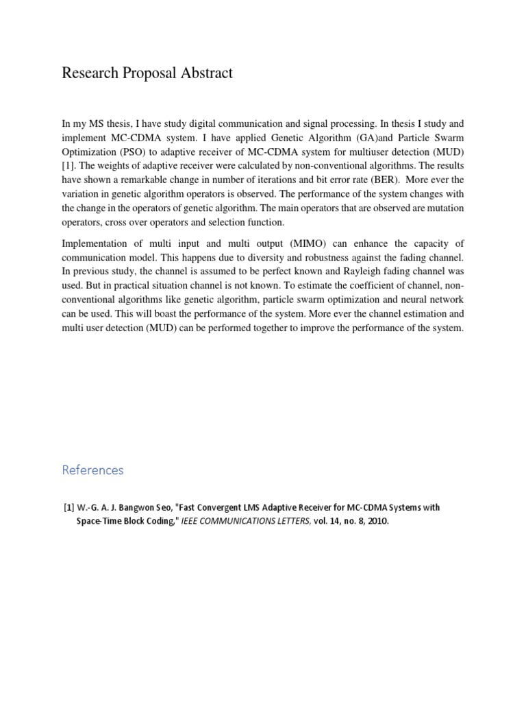 Research Proposal Abstract: References | PDF