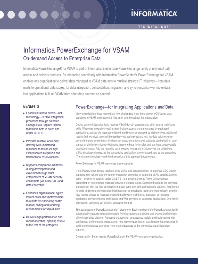 Informatica PowerExchange TN VSAM | PDF | Replication (Computing ...