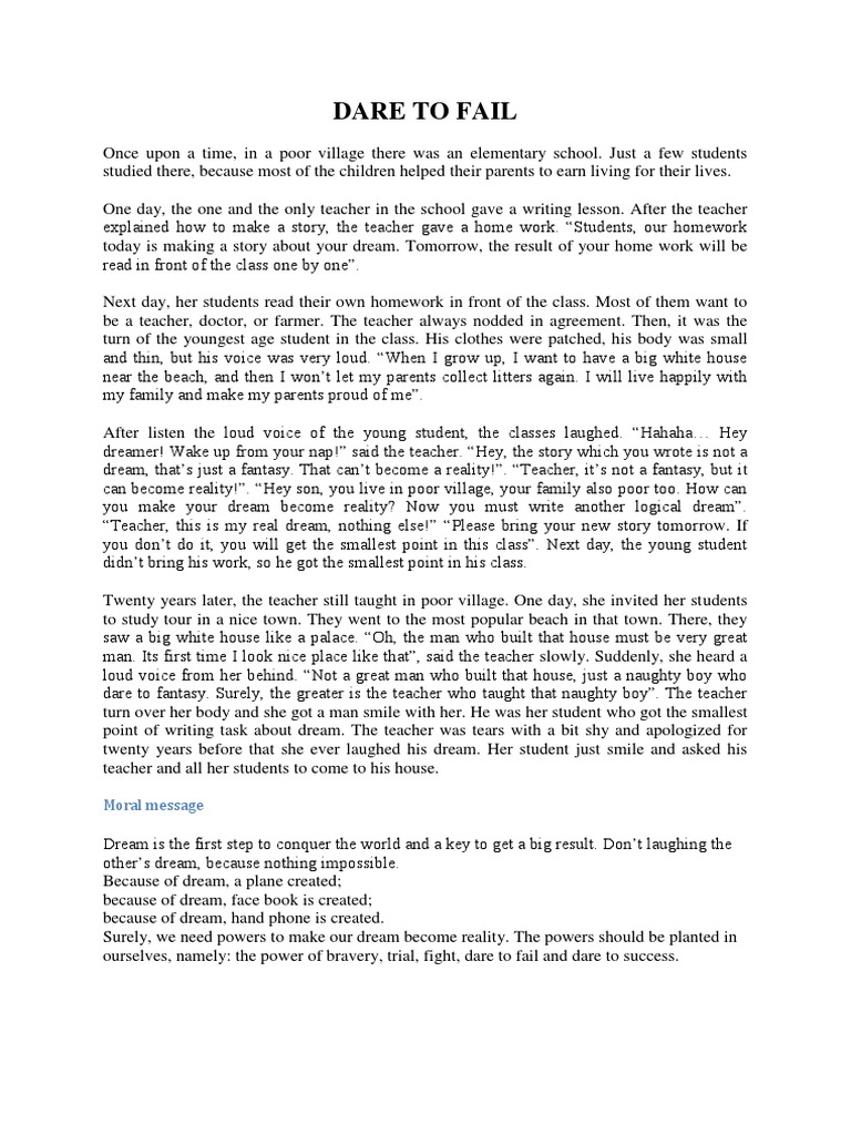 DARE TO FAIL - Story Telling | PDF