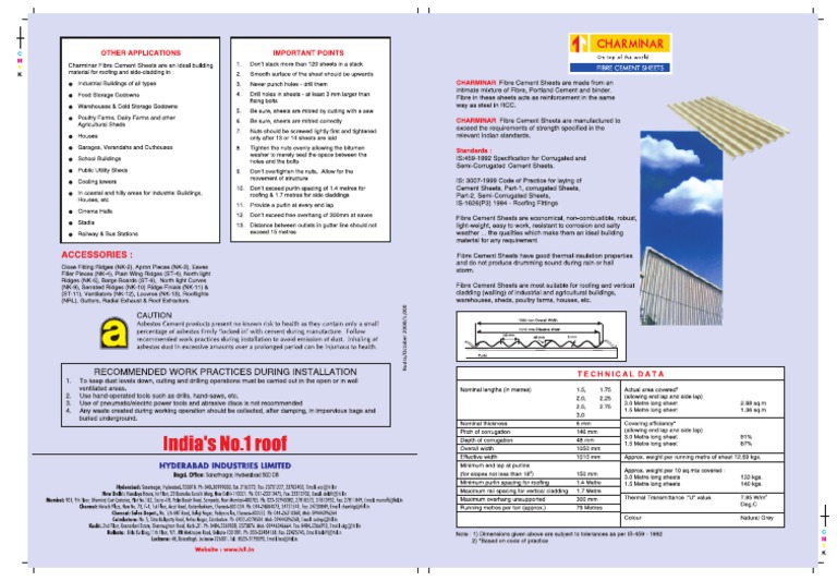 Charminar Fibre Cement Sheets | PDF