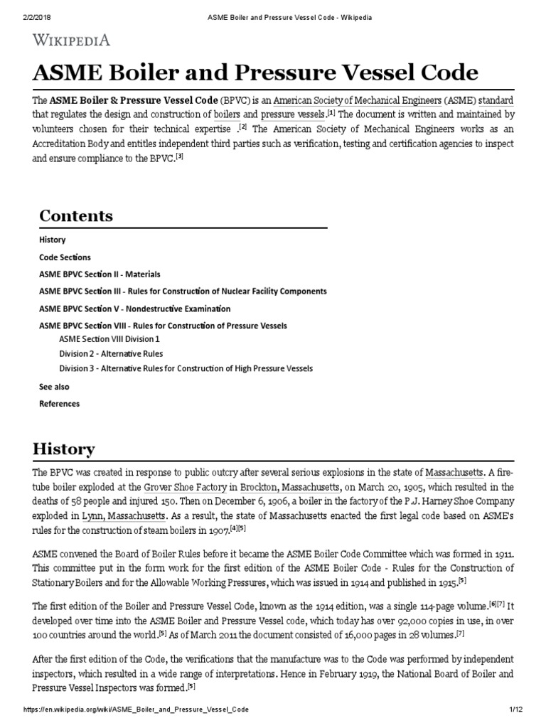 ASME Boiler and Pressure Vessel Code - Wikipedia | PDF | Chemical ...