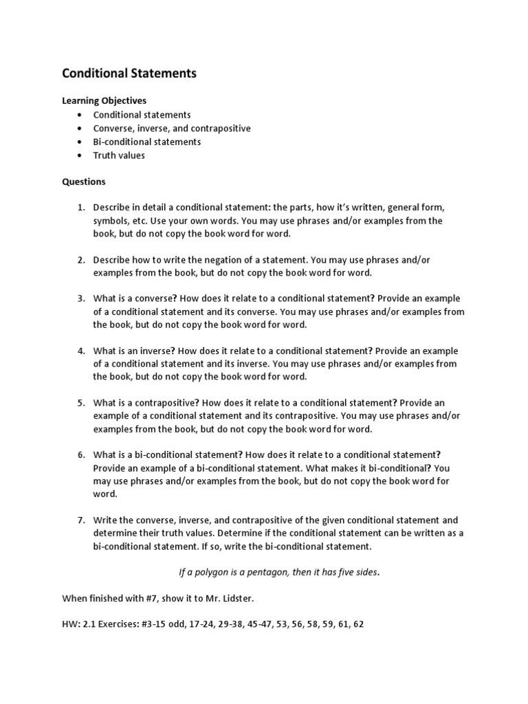 Conditional Statements | PDF | Syntax | Linguistics