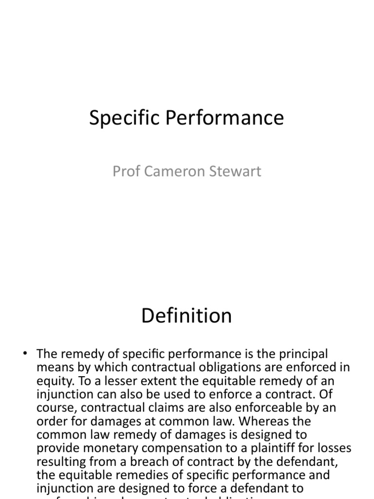 Specific Performance | Specific Performance | Equity (Law) | Free 30 ...