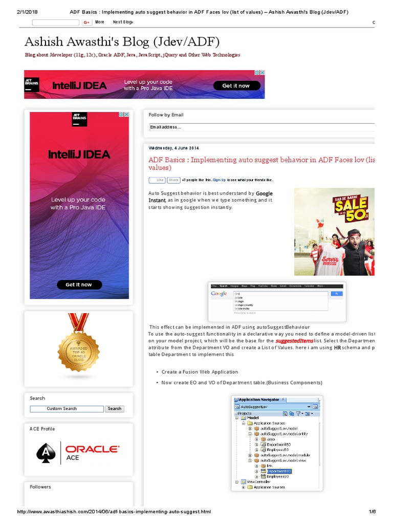 Implementing Auto-Suggest Behavior in an ADF Faces List of Values Component | PDF | Java ...