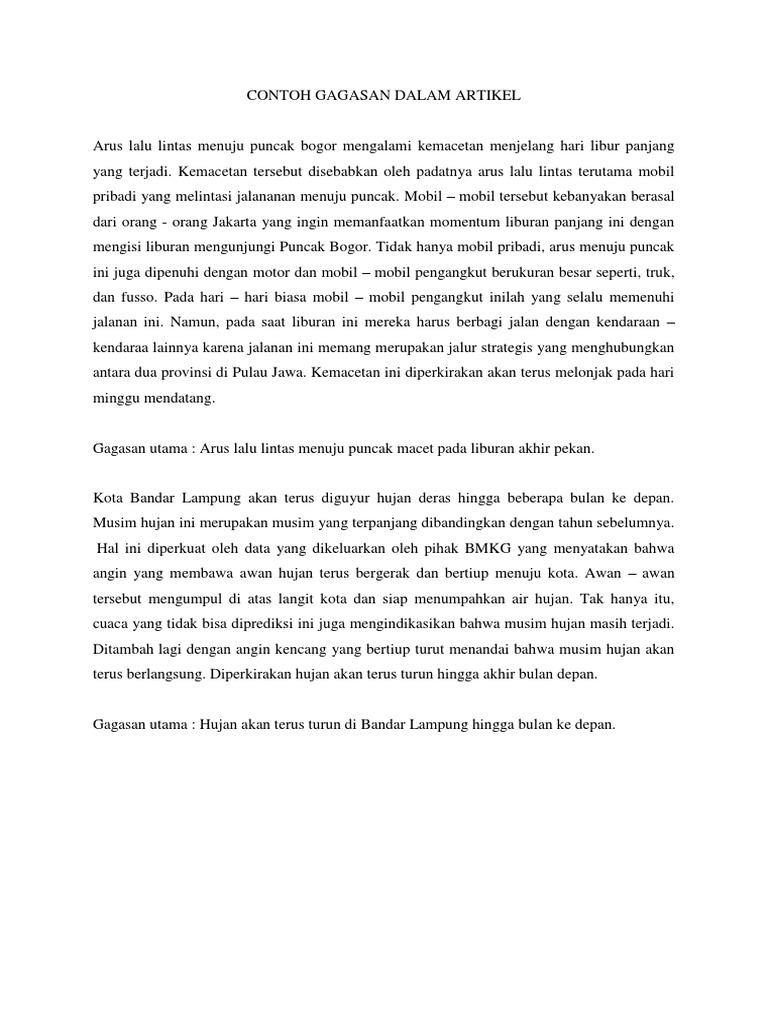Contoh Gagasan Utama dalam Teks | PDF