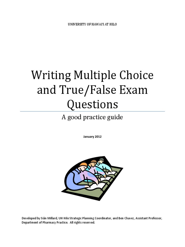 Multiple Choice and True False Exam Question Design Booklet | Multiple ...