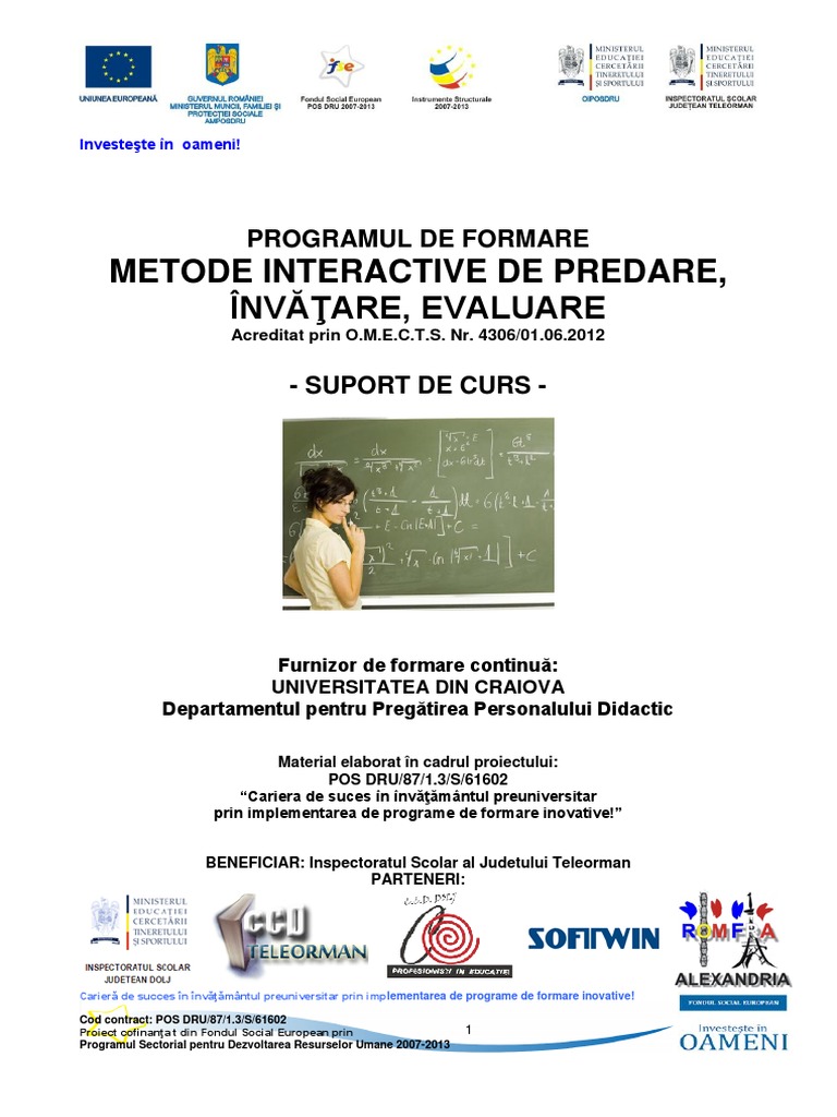 Curs Metode Interactive de Predarea Invatare Evaluare PDF | PDF