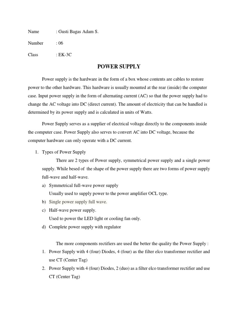 Single Power Supply Full Wave | PDF | Rectifier | Power Supply