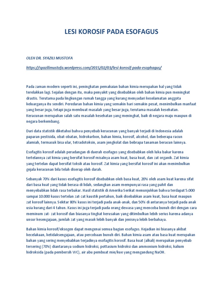 Lesi Korosif Pada Esofagus | PDF | Sains & Matematika