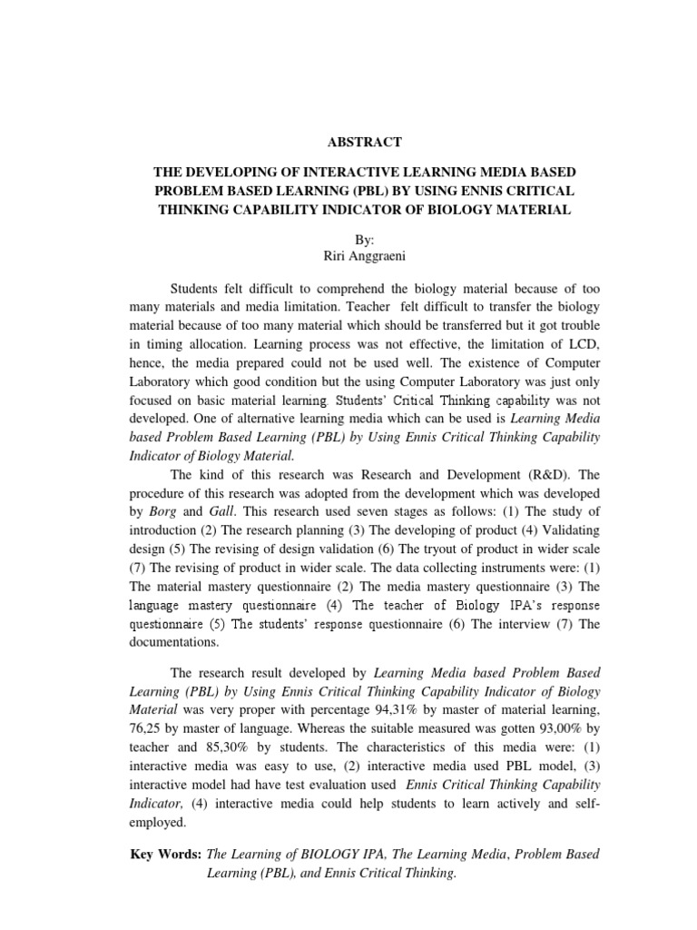 Abstract PBL | PDF | Critical Thinking | Learning
