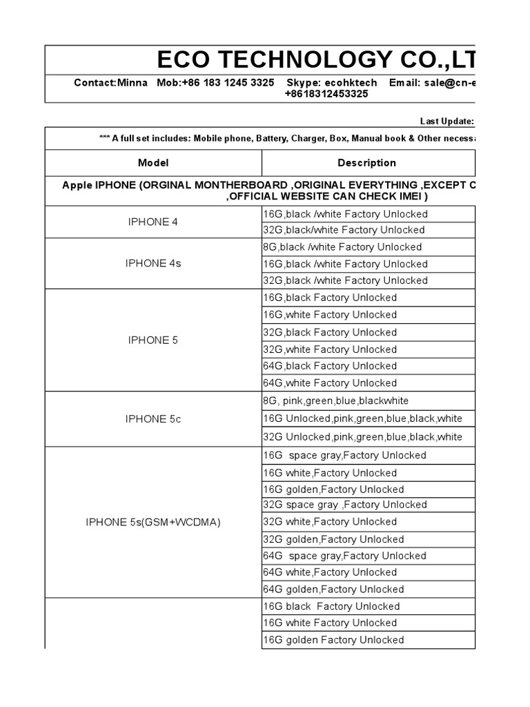 Original and Refurbished Phones Price List - Minna | PDF | I Phone ...