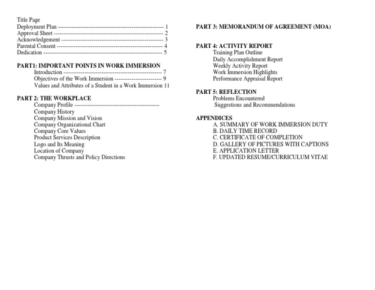 Work Immersion Deployment Plan Guide | PDF | Finance & Money Management