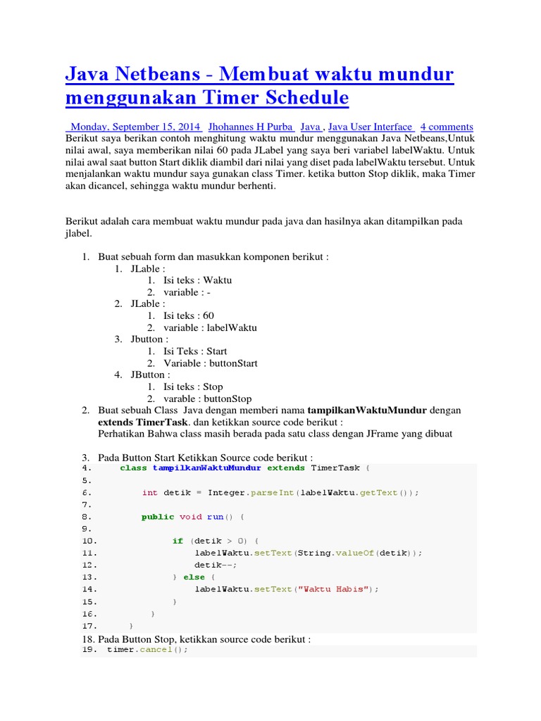 Java Netbeans Timer Mundur | PDF