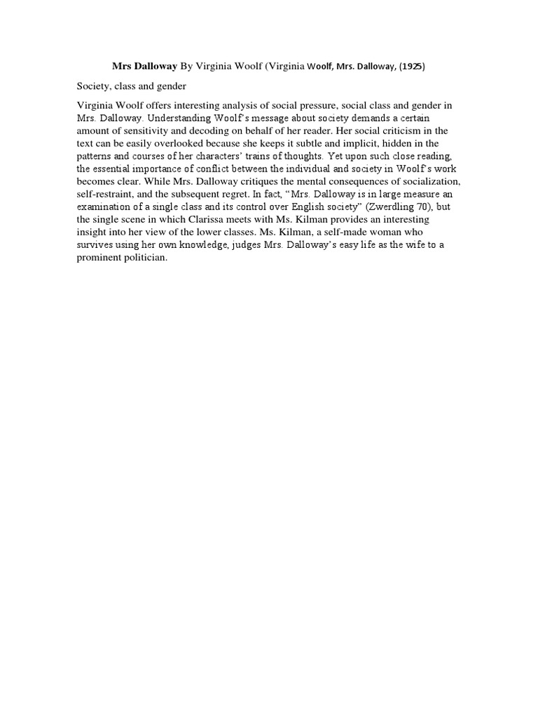Mrs Dalloway by Virginia Woolf | PDF | History