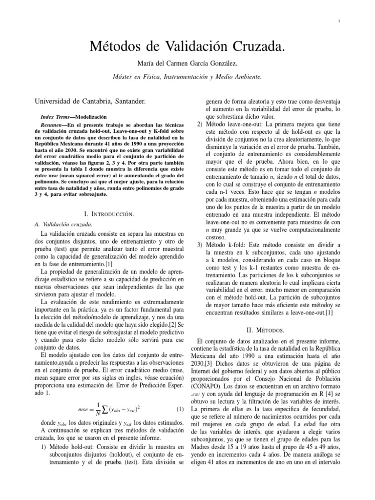 Practica CrossValidation | PDF | Validación Cruzada (Estadísticas ...