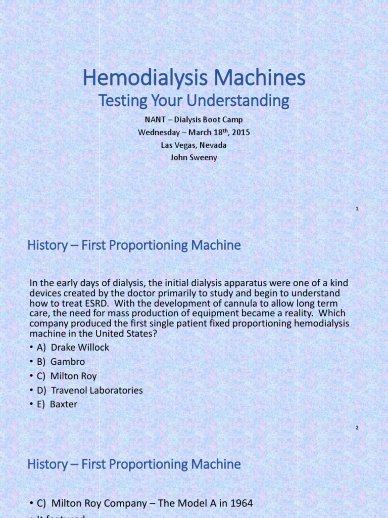 Hemodialysis Machines Testing Your Understanding | PDF | Dialysis ...