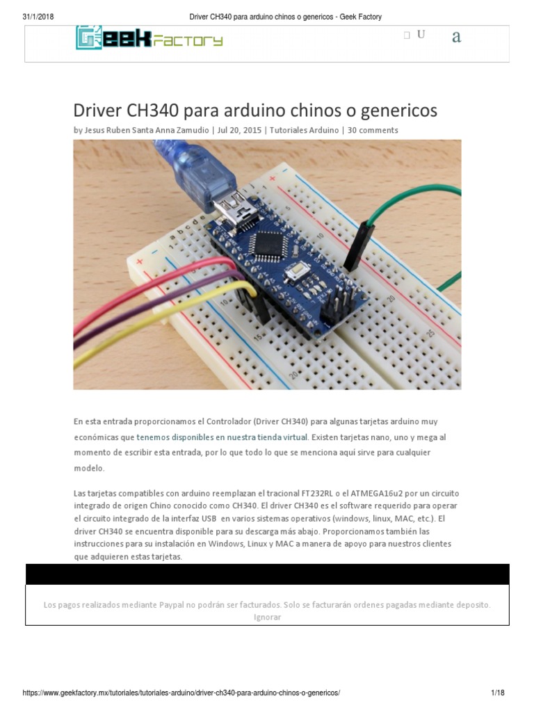 Driver CH340 para Arduino Chinos o Genericos - Geek Factory | PDF ...