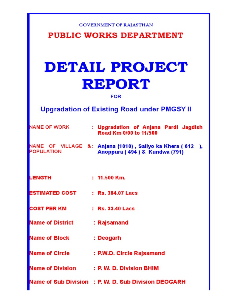 Dpr Pmgsy II | Road Surface | Road