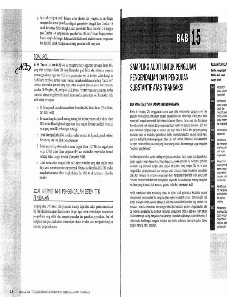 BAB 15 Sampling Audit Untuk Pengujian Pengendalian Dan Pengujian Substantif Atas Transaksi | PDF