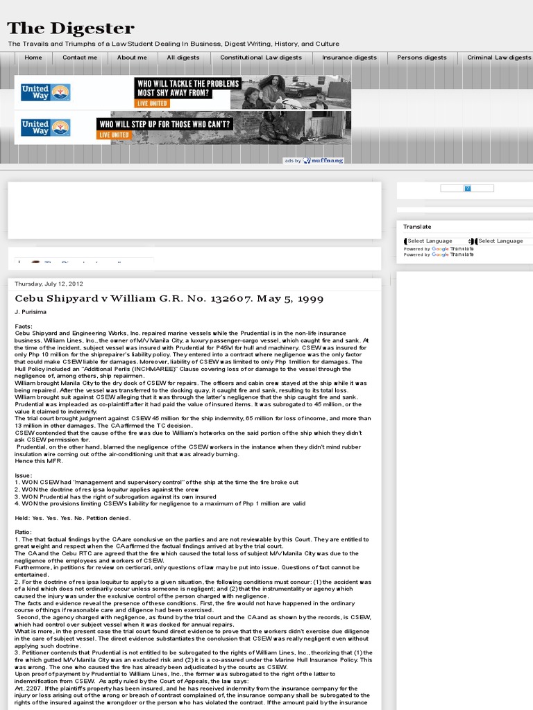 Cebu Shipyard V William G.R. No. 132607. May 5, 1999 | PDF ...