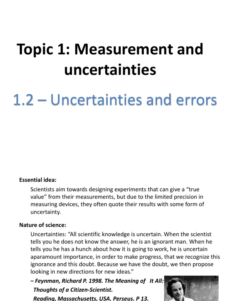 1.2 - Uncertainties and Errors | PDF | Observational Error | Accuracy And Precision