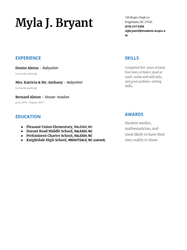 Myla J. Bryant: Experience Skills | PDF