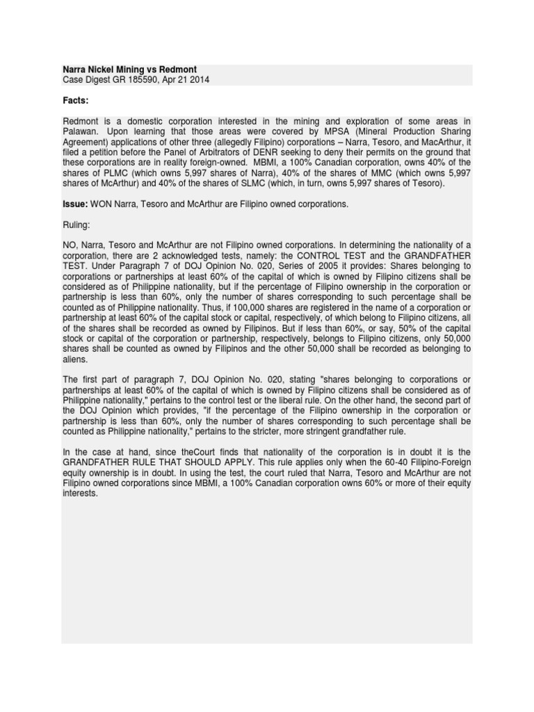 Narra Nickel Mining Vs Redmont | Download Free PDF | Corporations | Stocks