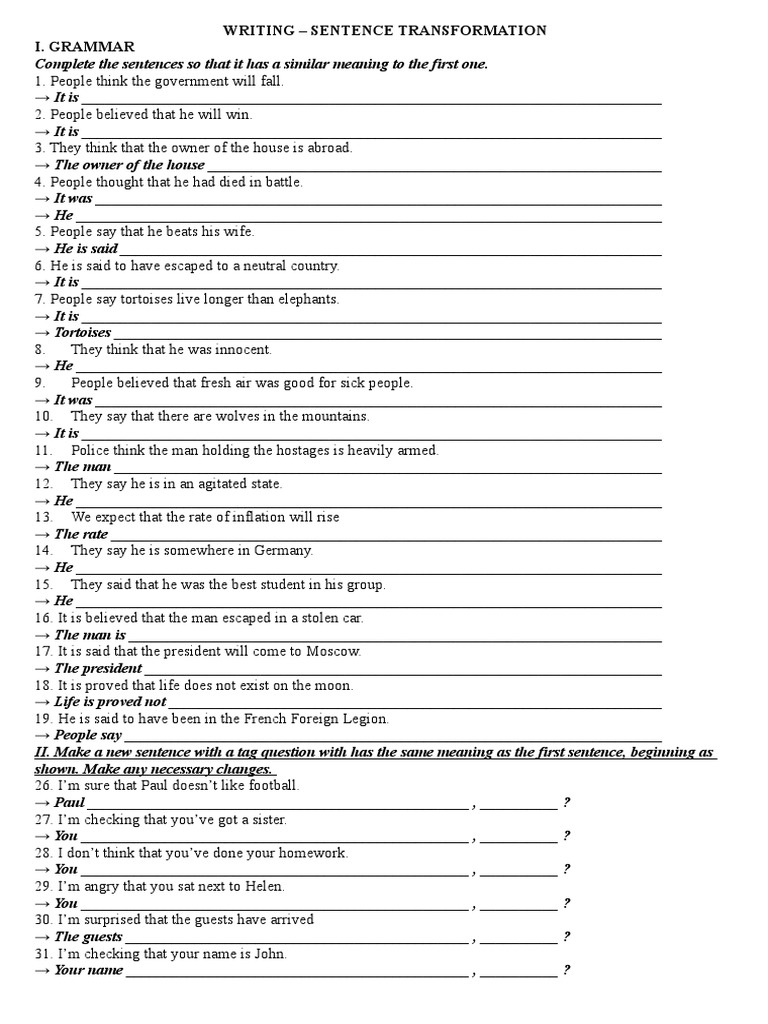 Understanding Sentence Transformations: An Analysis of Grammar Rules ...