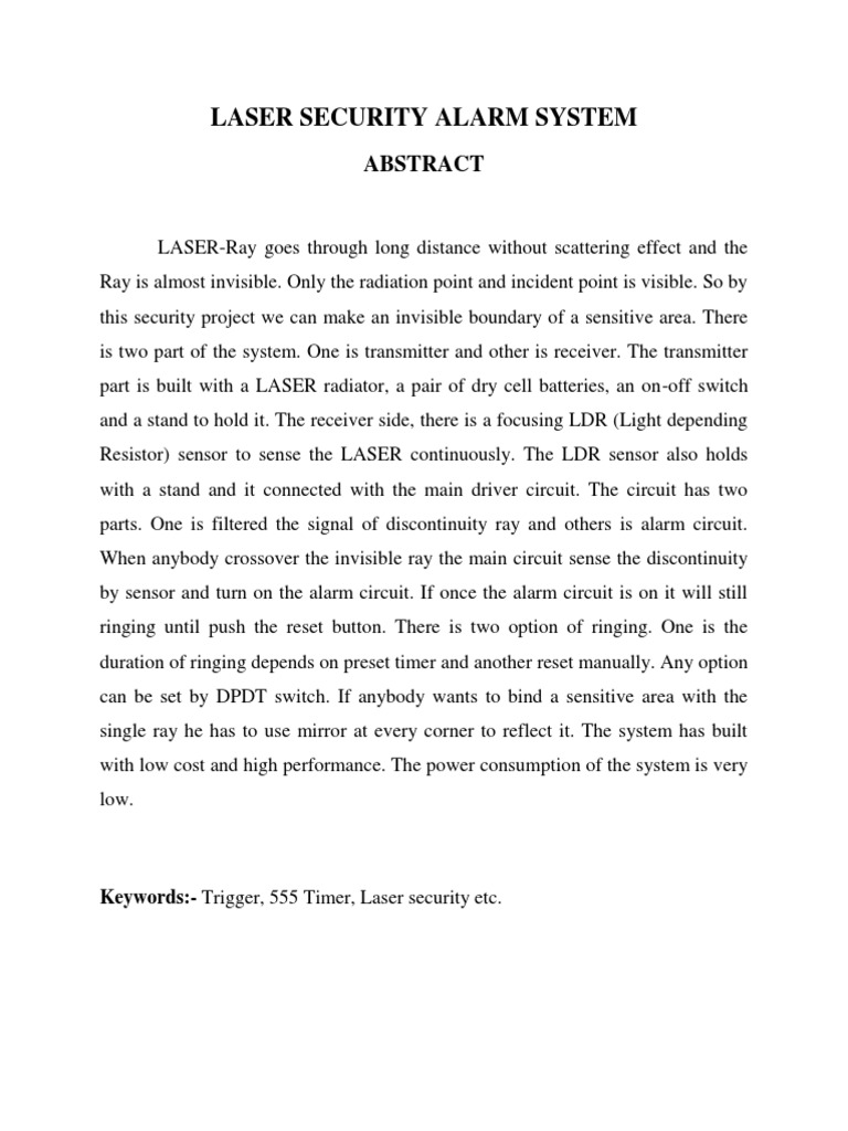 Laser Security Alarm System | Download Free PDF | Laser | Voltage